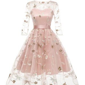 Retro Stage | Dresses | 34 Sleeve 95s Floral Embroidery Dress | Poshmark